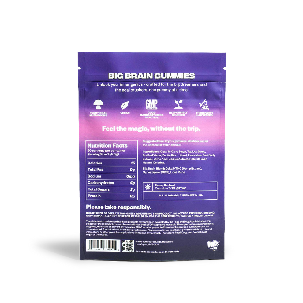 Microdose Delta-9 Gummies | Lion's Mane + THC - Love / 20 Piece / 1 ...